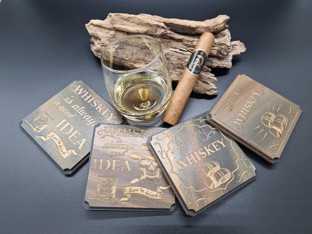 Whiskey Glass Coaster Whiskey Unique Wooden Men's Gift Christmas ...