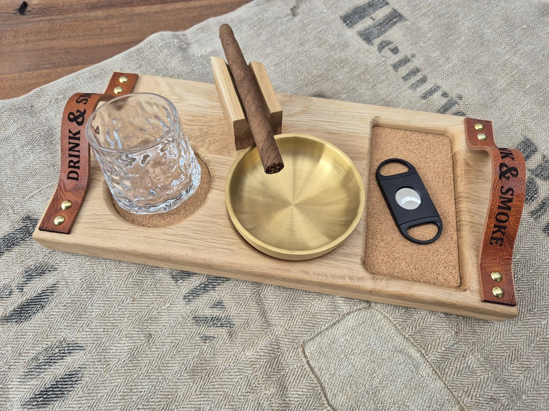 Whisky Drink & Smoke Tray - Cigars - Whisky Tray - Cigar Holder ...