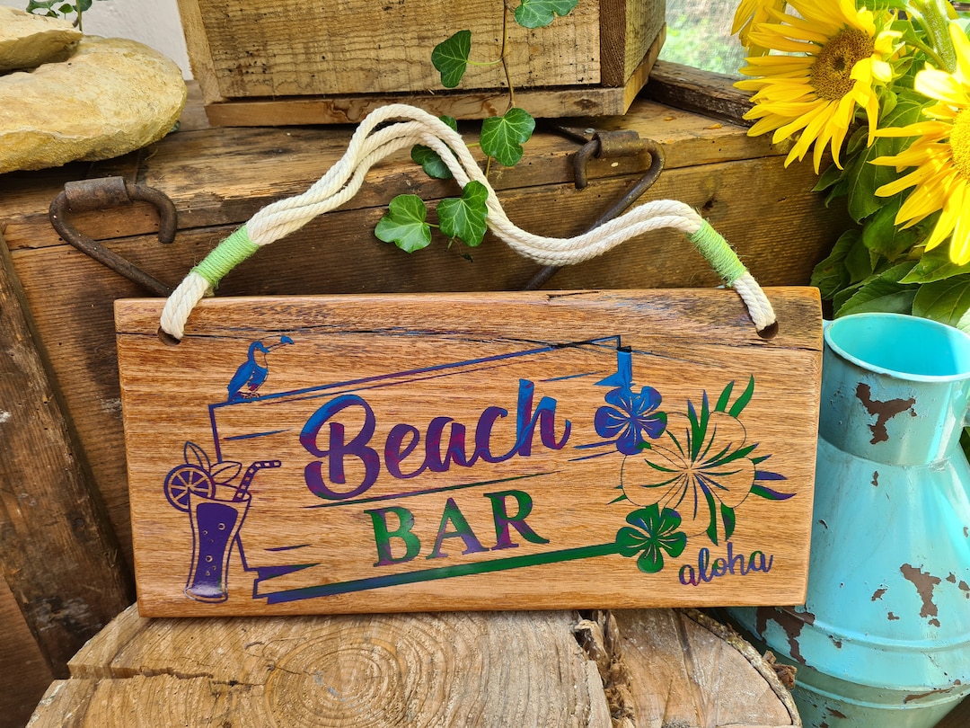 Hanging Sign/mural beach Bar Made of Wood for Indoors and Outdoors for ...
