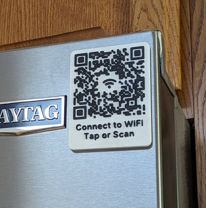 QR Code Refrigerator Magnet Sign 3D Printed Optional NFC Wifi Vacation ...
