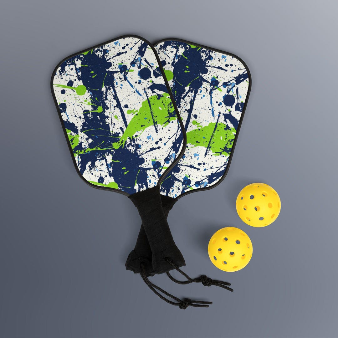 Pickleball Paddles and Balls Kit Seattle Seahawks Logo Colors Paint ...