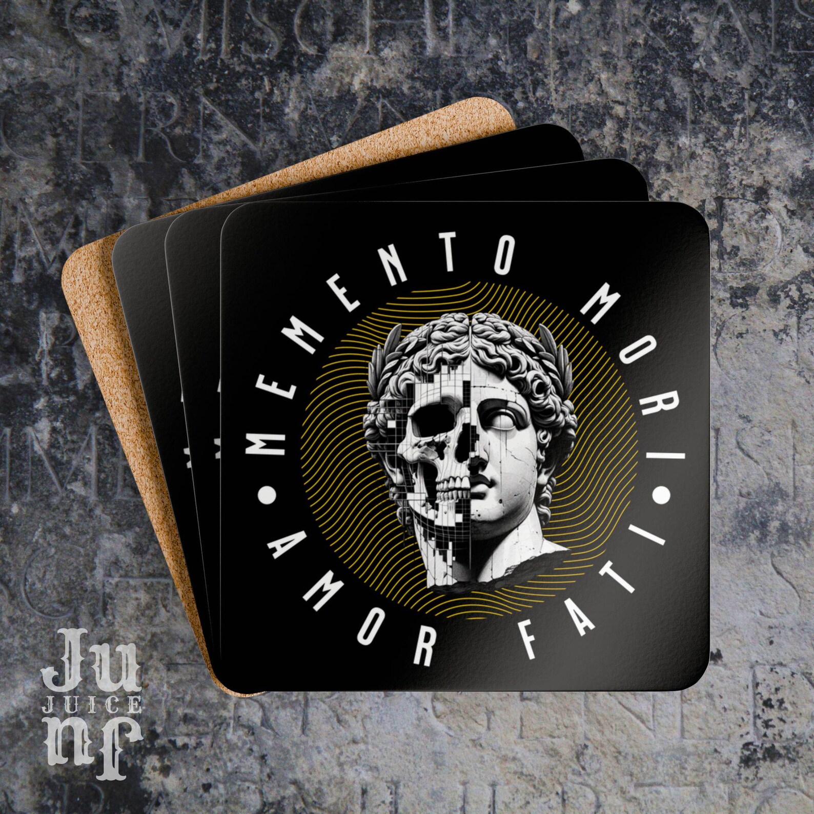 Memento Mori Coaster Set: Amor Fati Art, Philosophical Home Decor - Etsy
