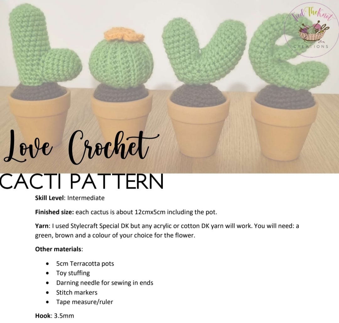 Crochet Cactus Pattern Love Cacti Set PDF Pattern Crochet | Etsy