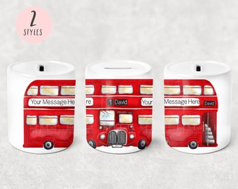 Red London Bus Money Box Personalised Transport Savings Bank - Etsy UK