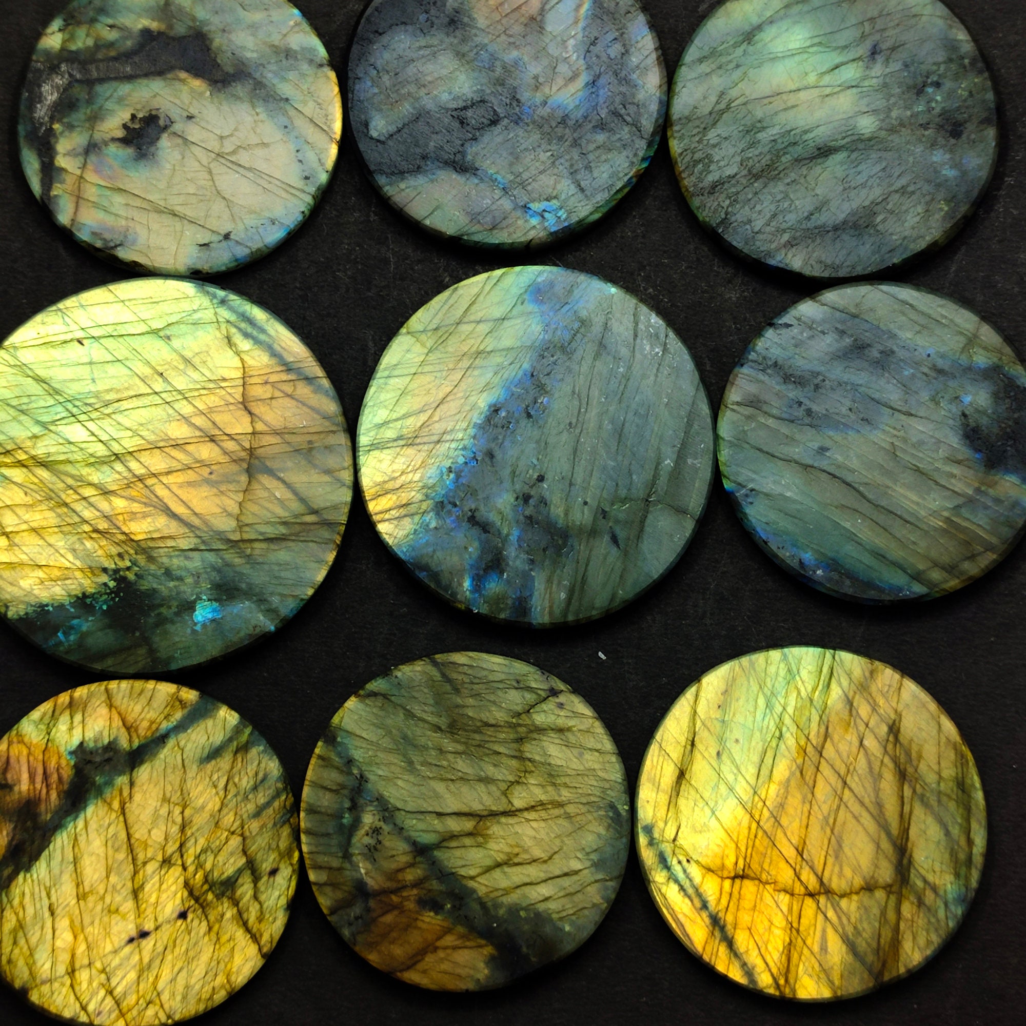 Labradorite Coasters Natural Round LABRADORITE Slab Polished | Etsy