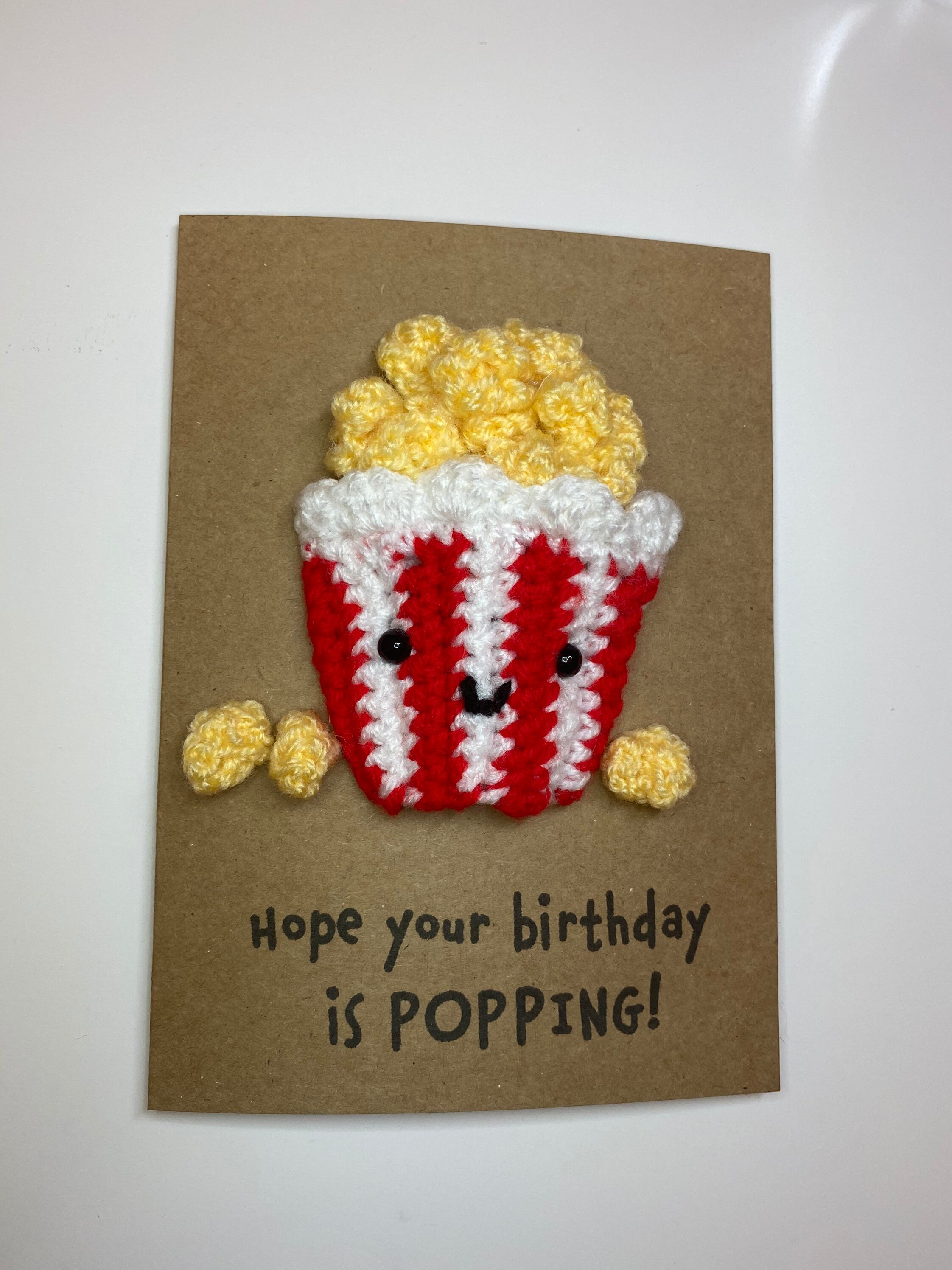 Birthday Card Crochet Card Kraft Popcorn Hope your | Etsy