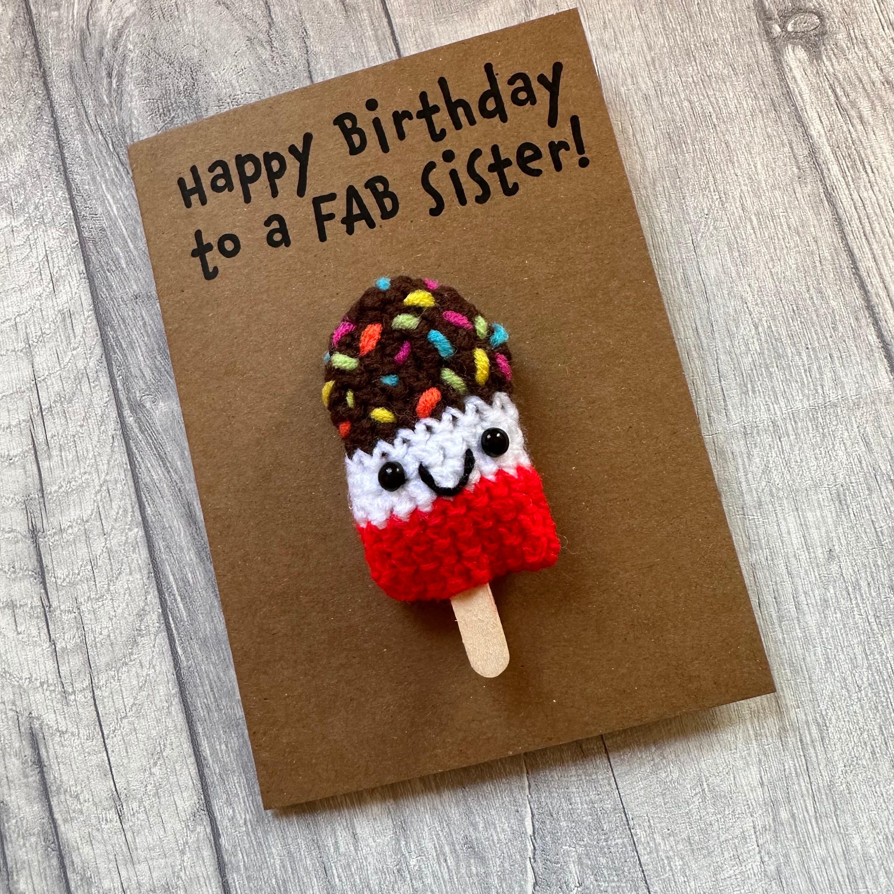 Relation Birthday Card - Crochet - Kraft - Fab Lolly Ice Cream - Happy ...
