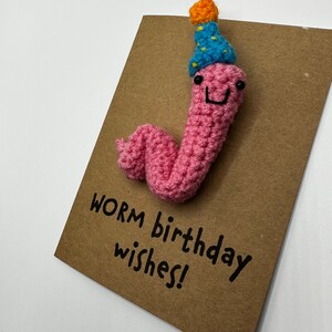 Birthday Card - Crochet Card - Kraft Card - Worm - Worm Birthday Wishes ...