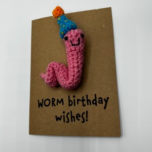 Birthday Card - Crochet Card - Kraft Card - Worm - Worm Birthday Wishes ...