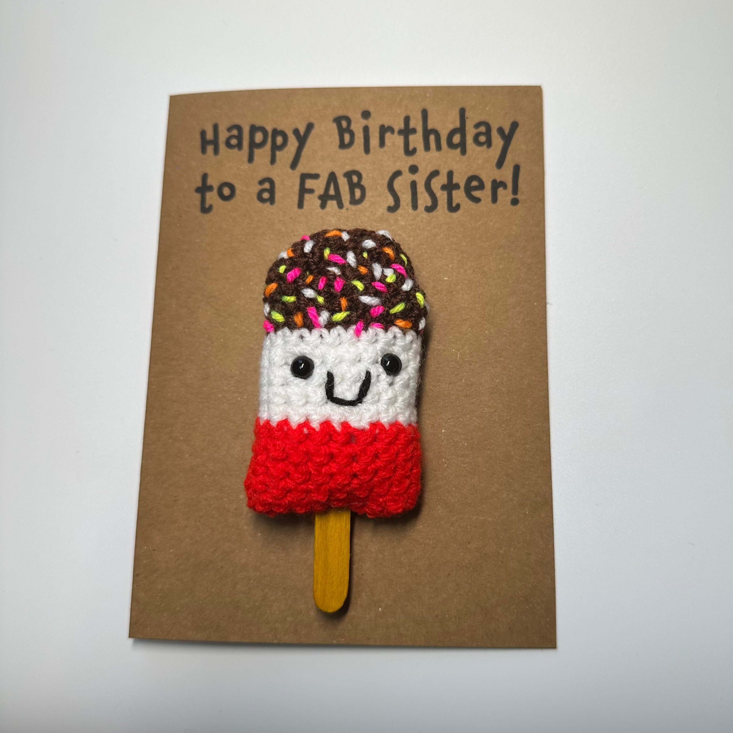 Relation Birthday Card - Crochet - Kraft - Fab Lolly Ice Cream - Happy ...