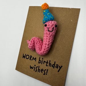 Birthday Card - Crochet Card - Kraft Card - Worm - Worm Birthday Wishes ...