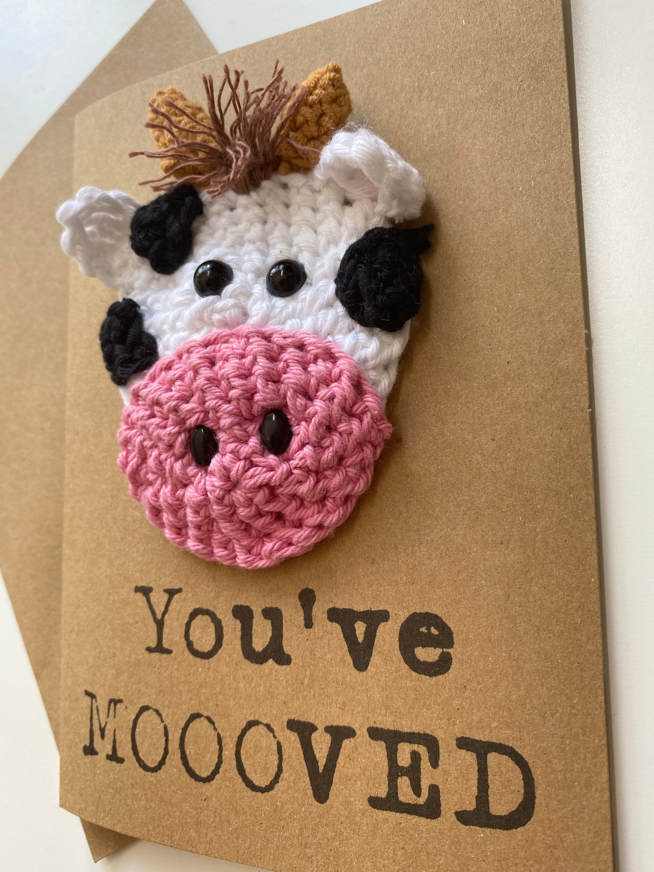 New Home Card Crochet Card Kraft Card Cow Card Youve - Etsy UK