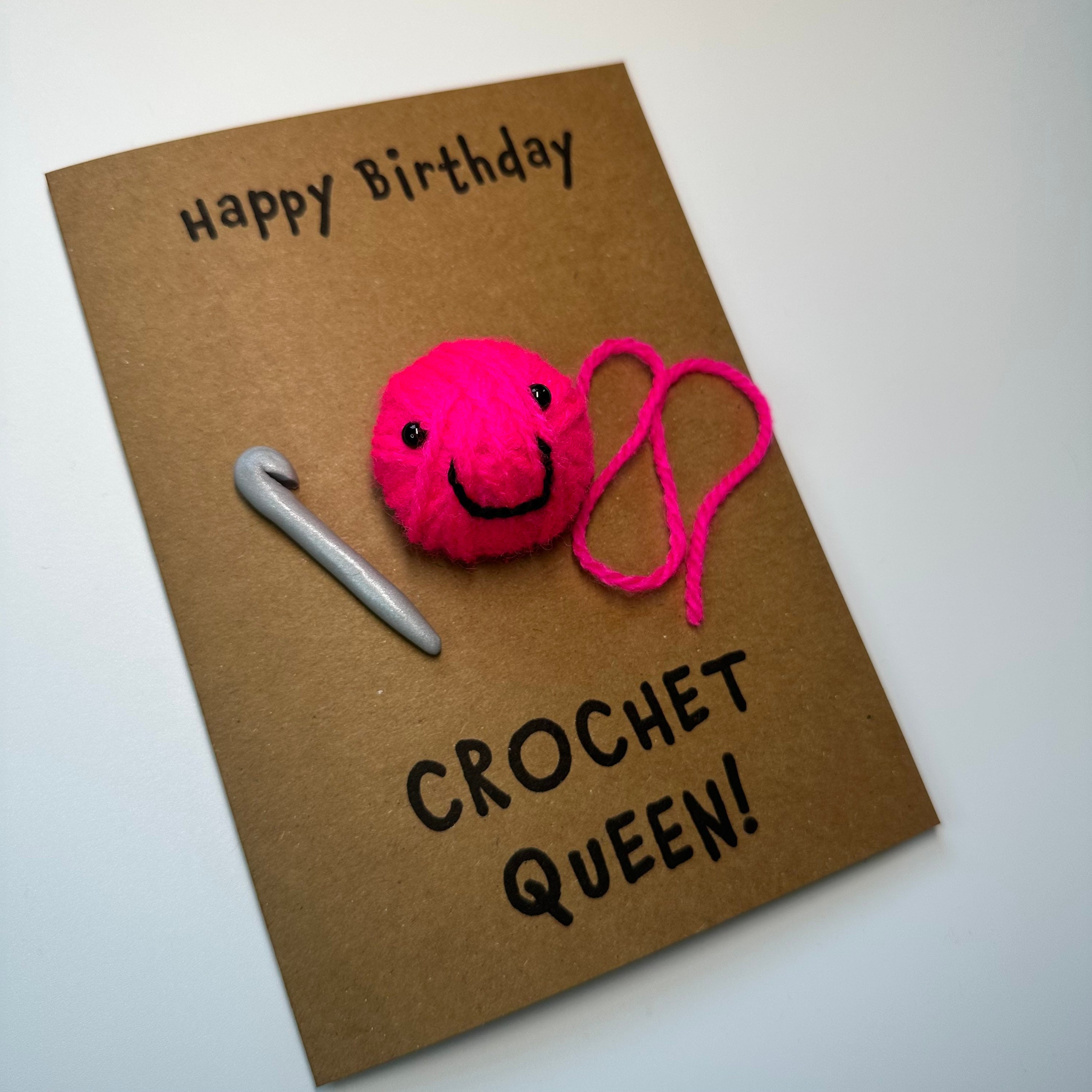 Birthday Card Crochet Card Kraft Card Happy Birthday - Etsy UK