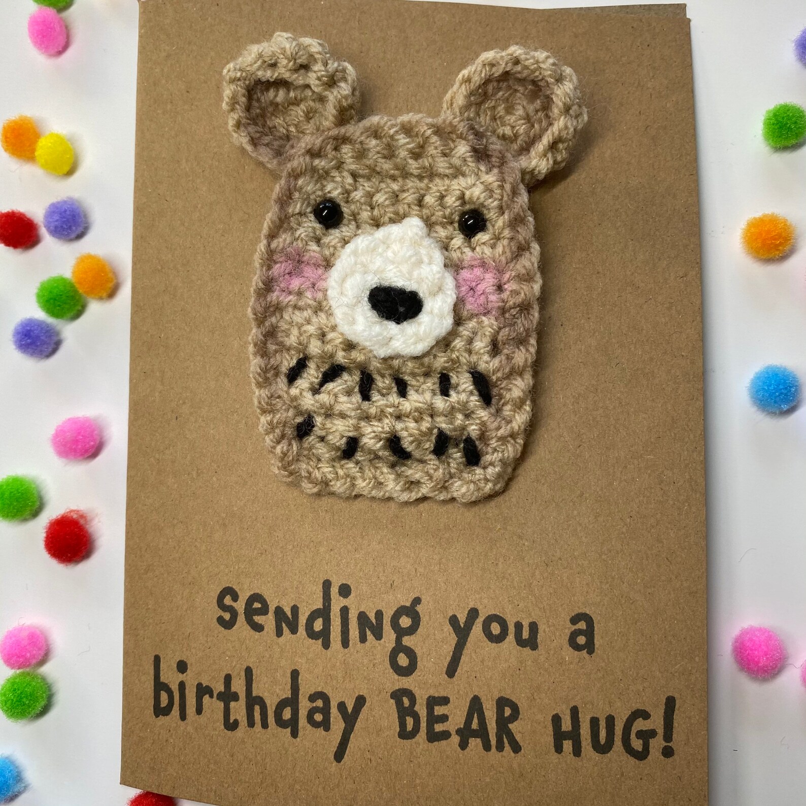 Birthday Card Crochet Card Kraft Card Novelty Cute Bear - Etsy UK