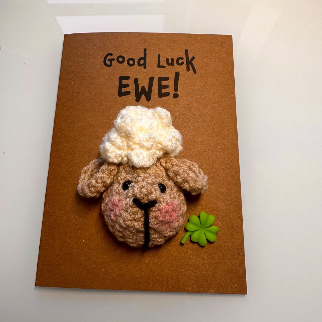 Good Luck Card Crochet Card Kraft Card Sheep Good Luck EWE Animals ...