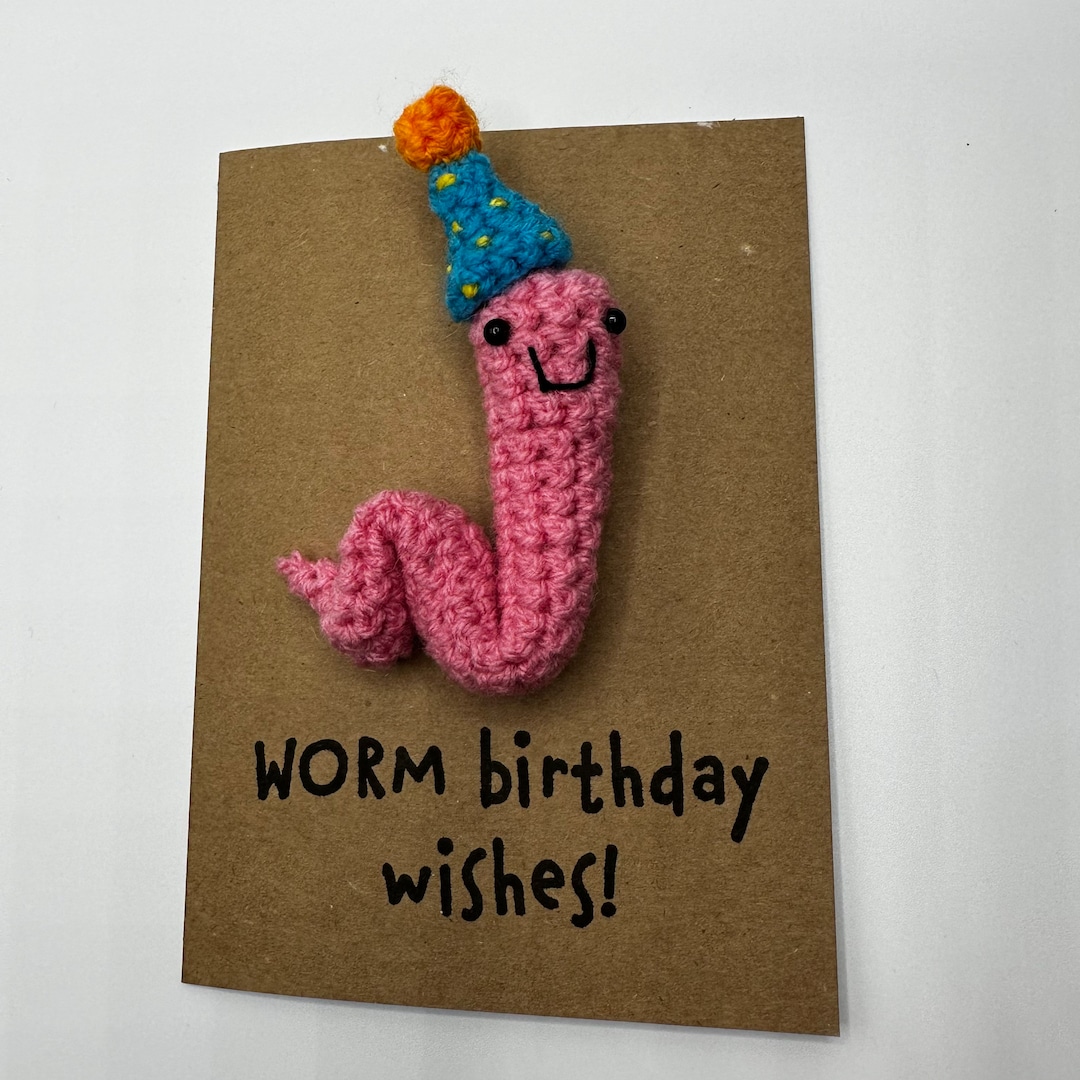 Birthday Card Crochet Card Kraft Card Worm Worm Birthday Wishes Happy ...