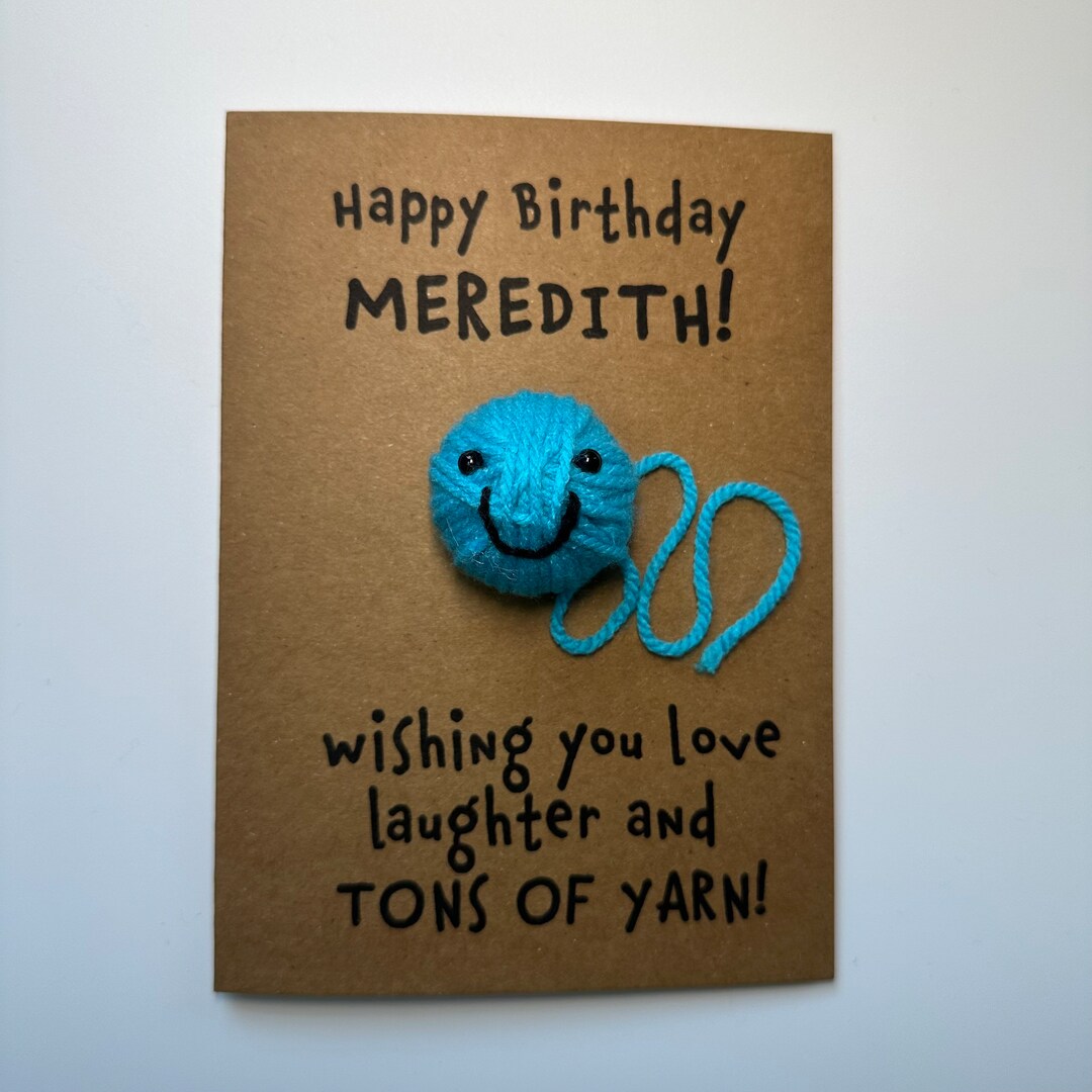 Personalised Name Card Crochet Card Kraft Card Happy Birthday One Yarn ...
