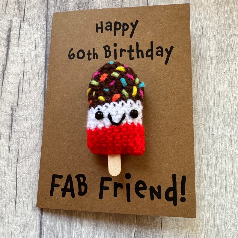 Crochet Ice Cream Birthday Card - Kraft Card, Fab Lolly - Etsy