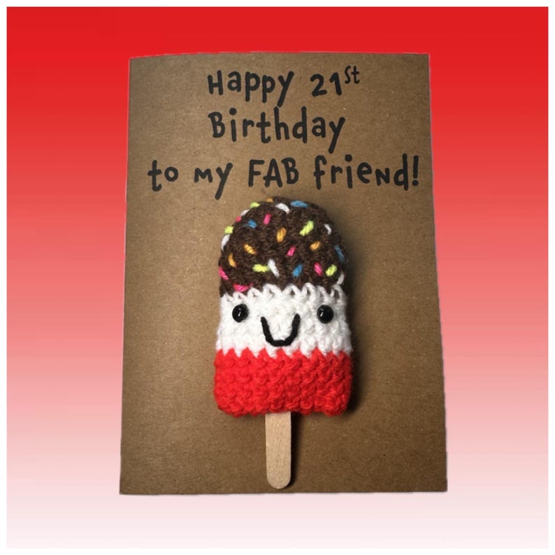 Crochet Ice Cream Birthday Card - Kraft Card, Fab Lolly - Etsy