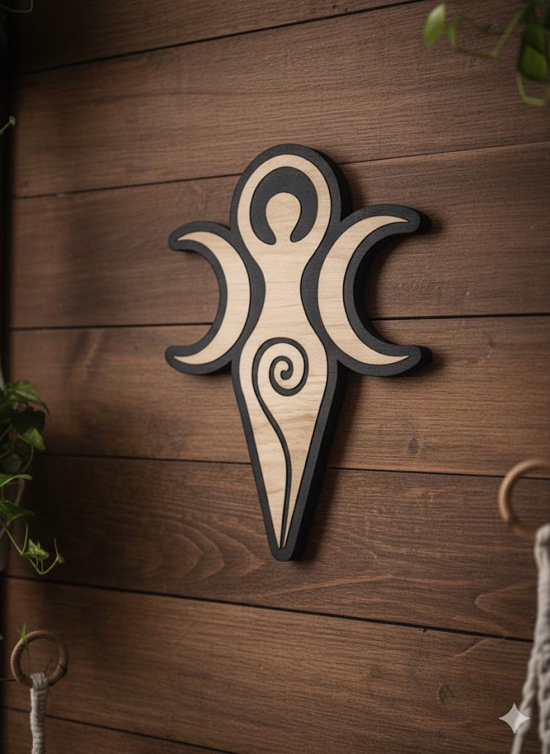 Triple Moon Spiral Goddess Wooden Wall Art Hanging - Etsy