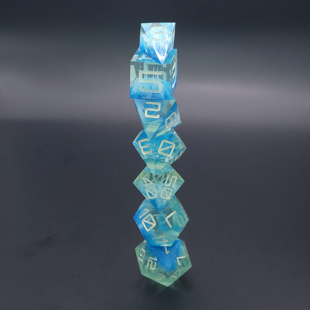 Resin Sharp Edge Dice *7PC Set* Ocean Waves Dice - Etsy