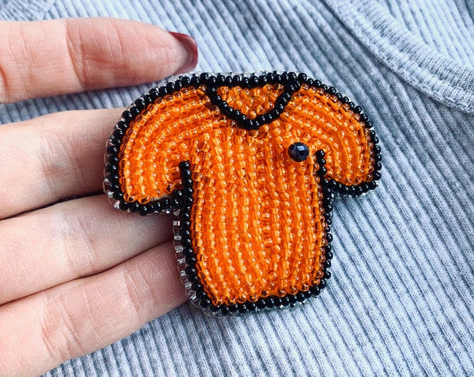 Beaded Orange T-shirt Pin - Etsy Canada