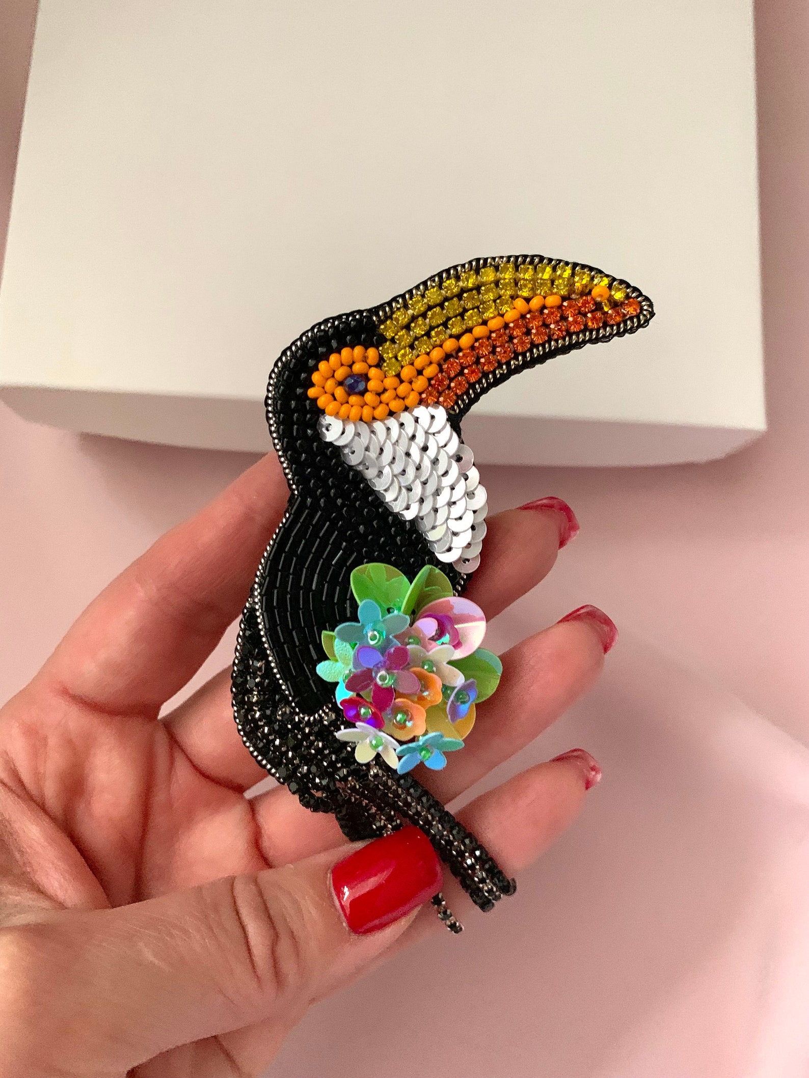 Colorful Toucan Bird Beaded Brooch, Handcrafted and Unique Gift Idea ...