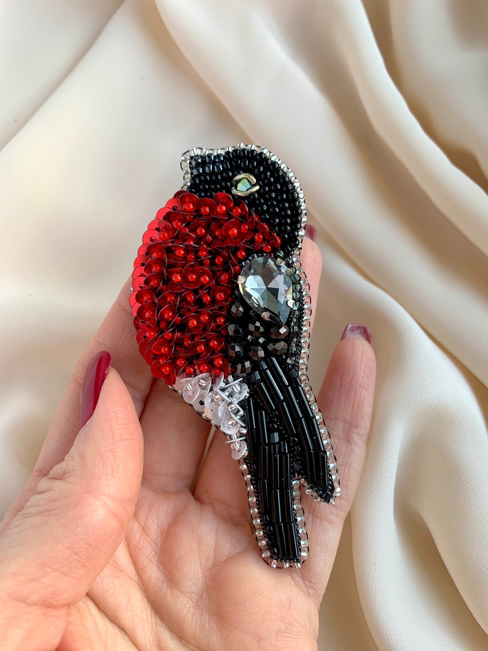 Winter Pin, Beaded Embroidered Brooch, Christmas Pin, Winter Jewelry ...