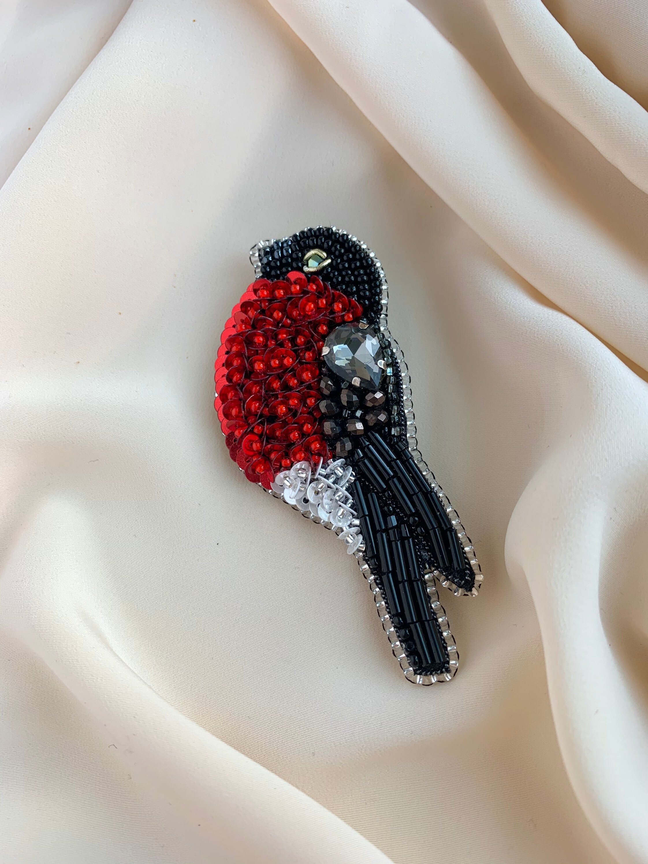 Winter Pin, Beaded Embroidered Brooch, Christmas Pin, Winter Jewelry ...