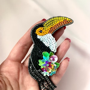 Colorful Toucan Bird Beaded Brooch, Handcrafted and Unique Gift Idea ...