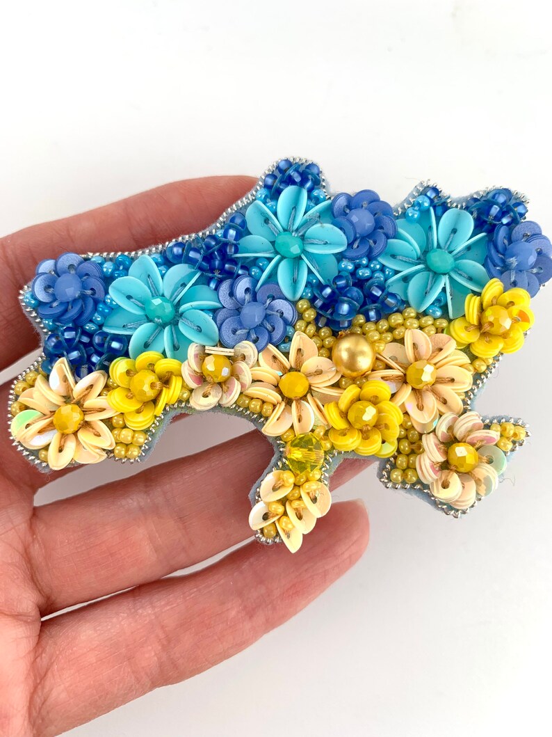 Embroidered Map of Ukraine Brooch Ukraine Embroidered Beaded - Etsy