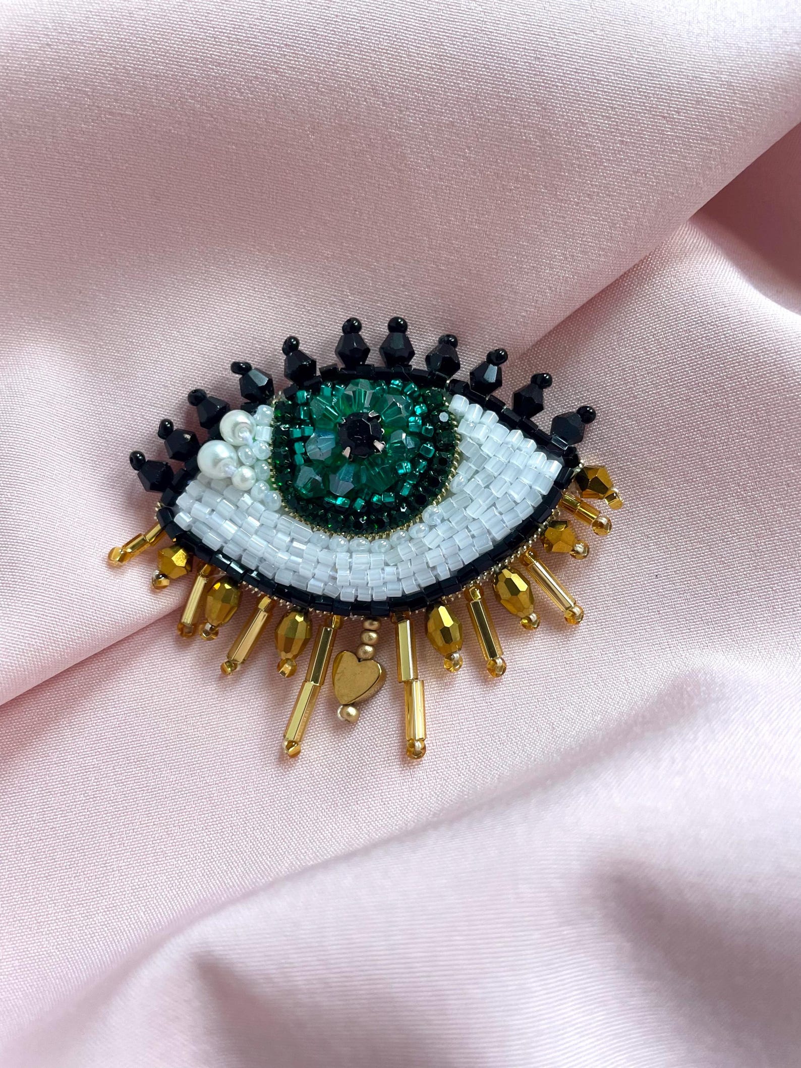 Talisman Fortune, Evil Eye Brooch, Beaded Brooch, Dark Academia Jewelry ...