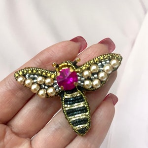 Insect Brooch, Fly Pin, Fly Jewelry, Vintage Brooch, Bug Brooch, Beaded ...