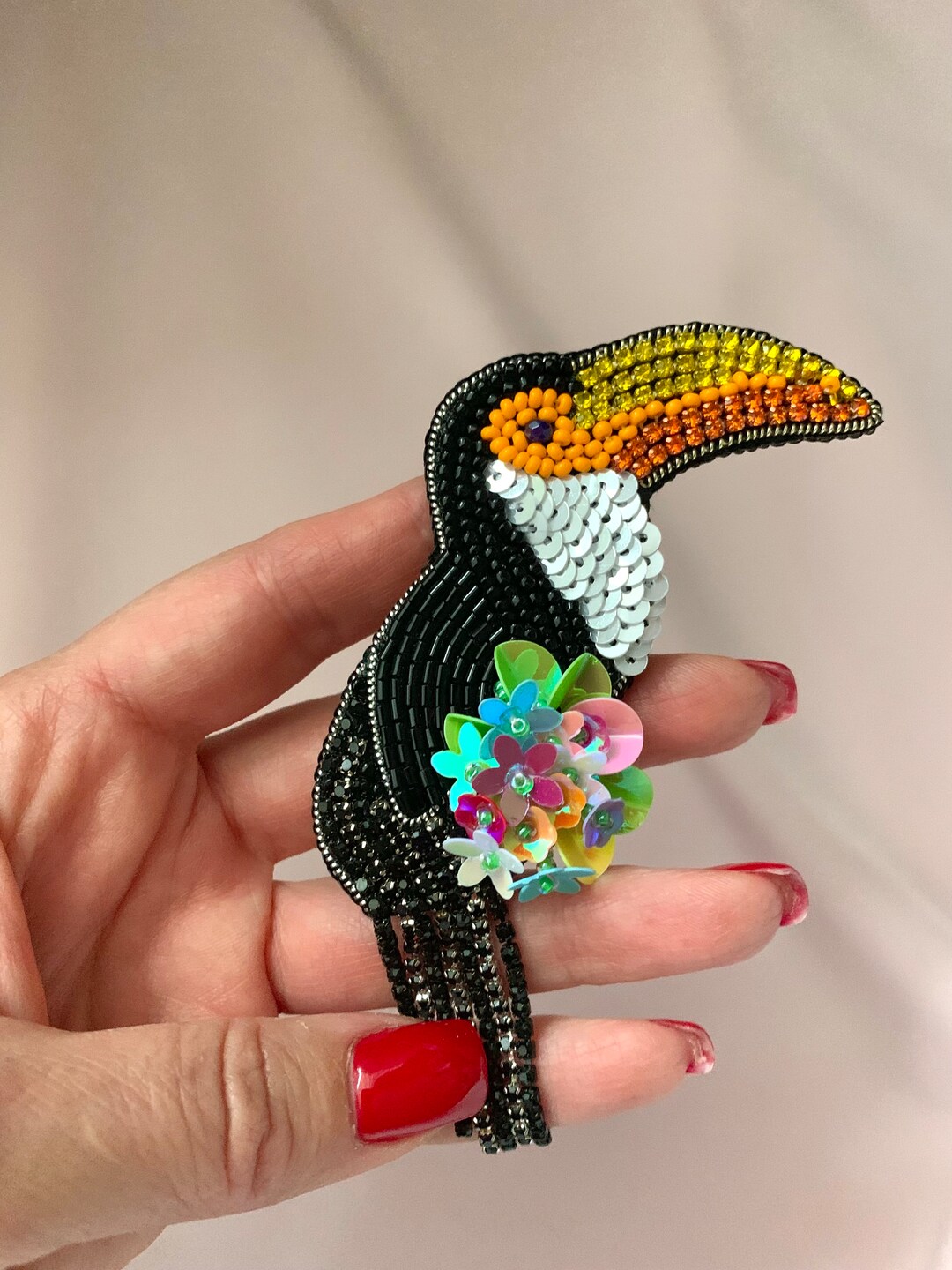 Colorful Toucan Bird Beaded Brooch, Handcrafted and Unique Gift Idea ...