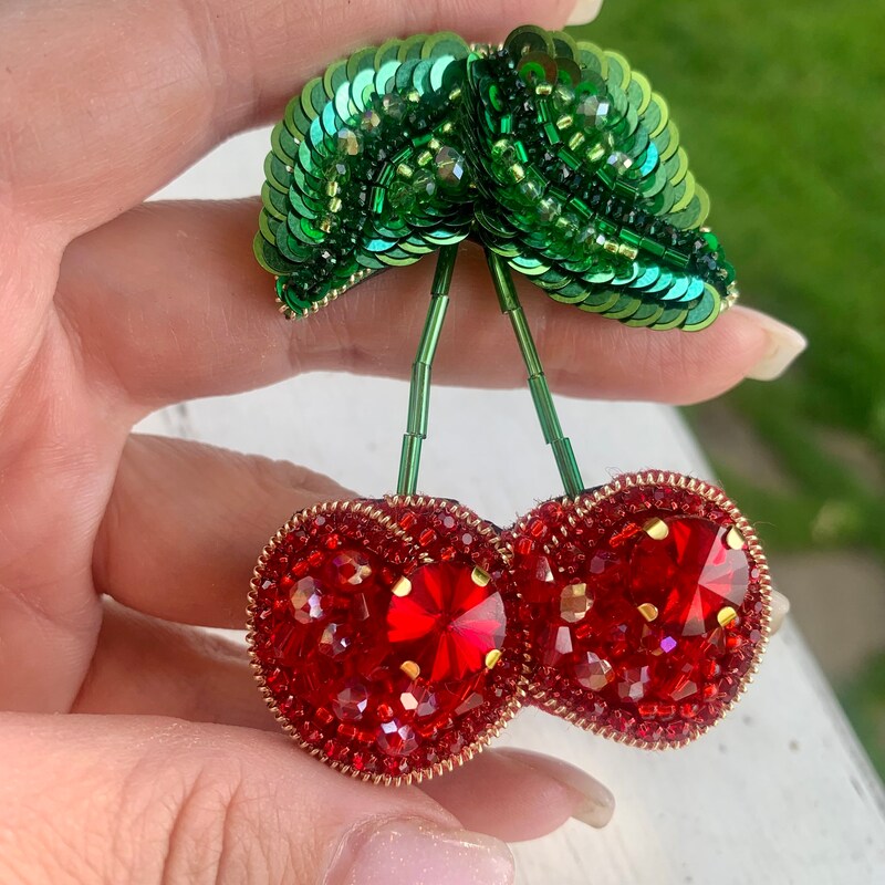 Cherry Brooch - Etsy
