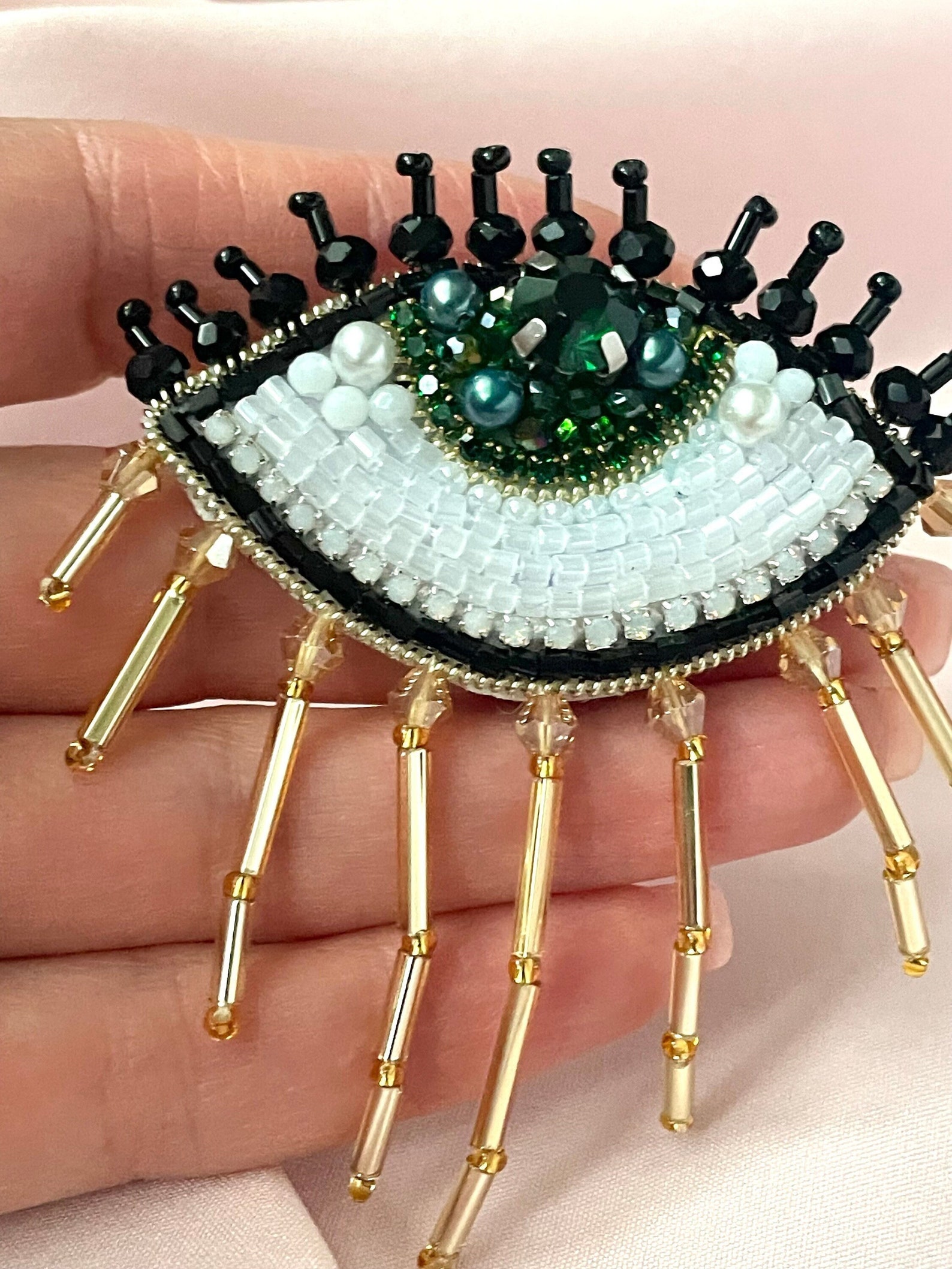 Evil Eye Brooch, Beaded Brooch, Dark Academia Jewelry, Evil Eye Pin ...