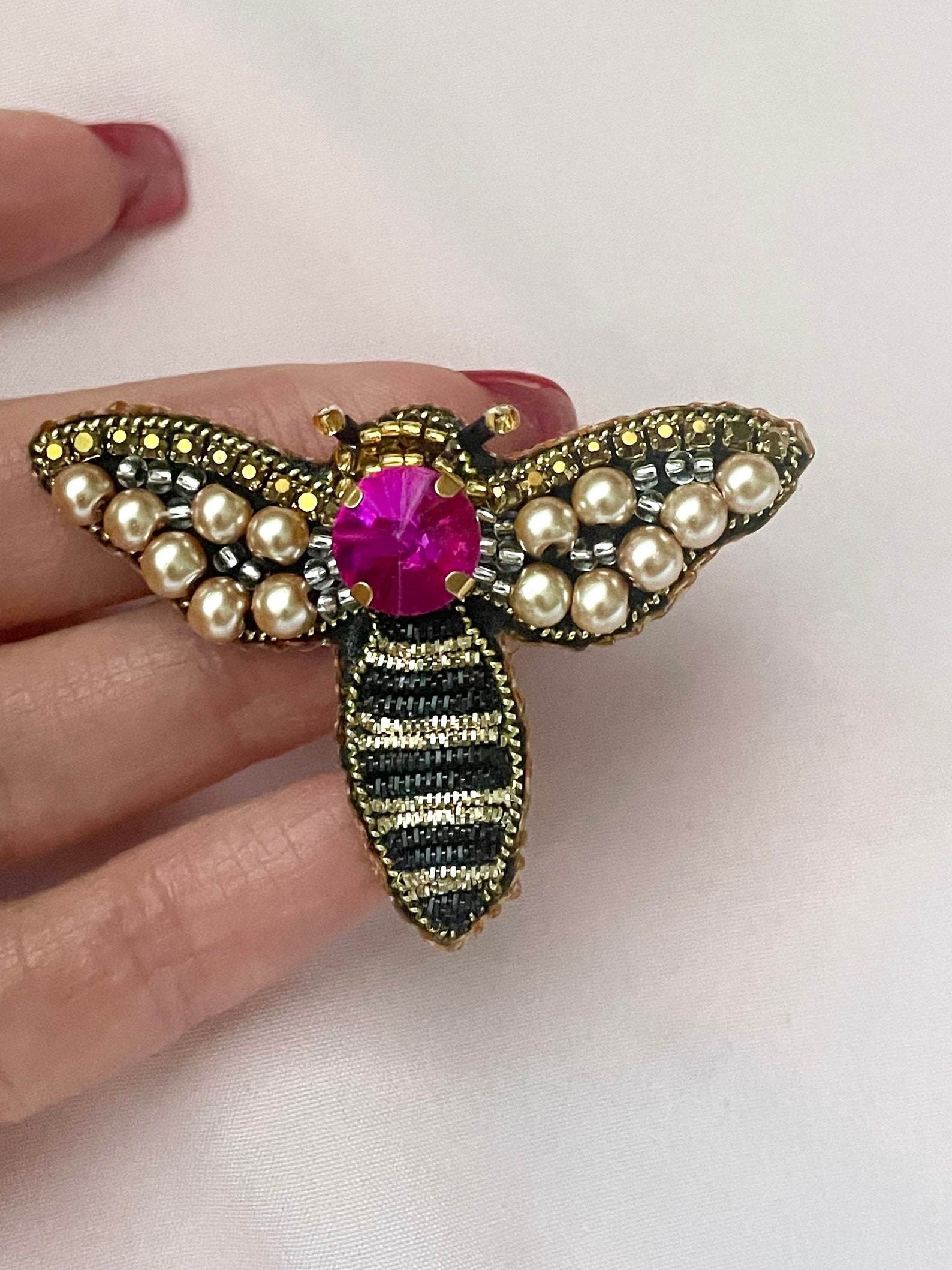 Insect Brooch, Fly Pin, Fly Jewelry, Vintage Brooch, Bug Brooch, Beaded ...