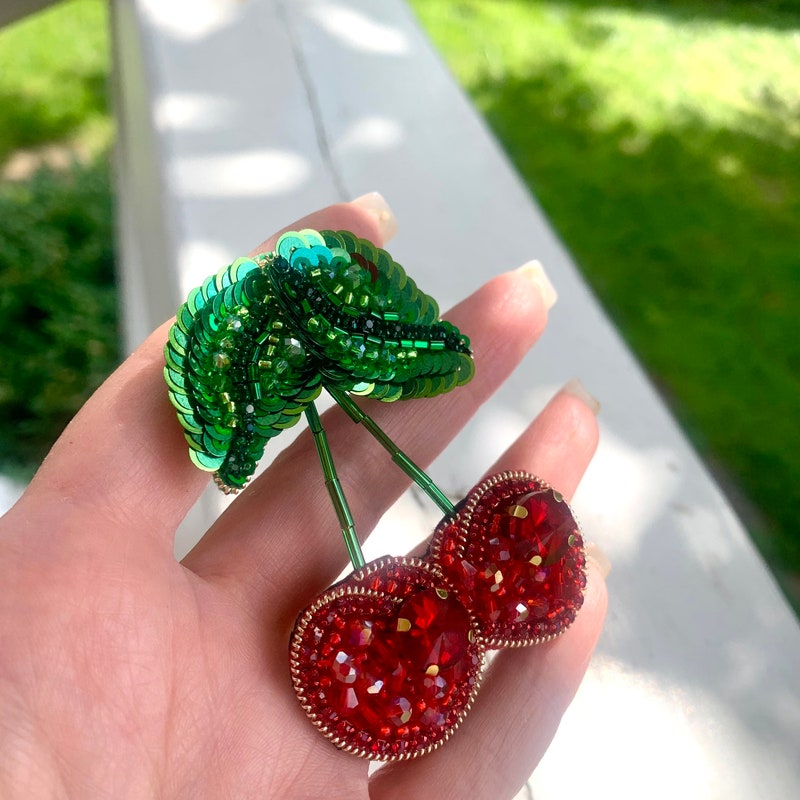 Cherry Brooch - Etsy