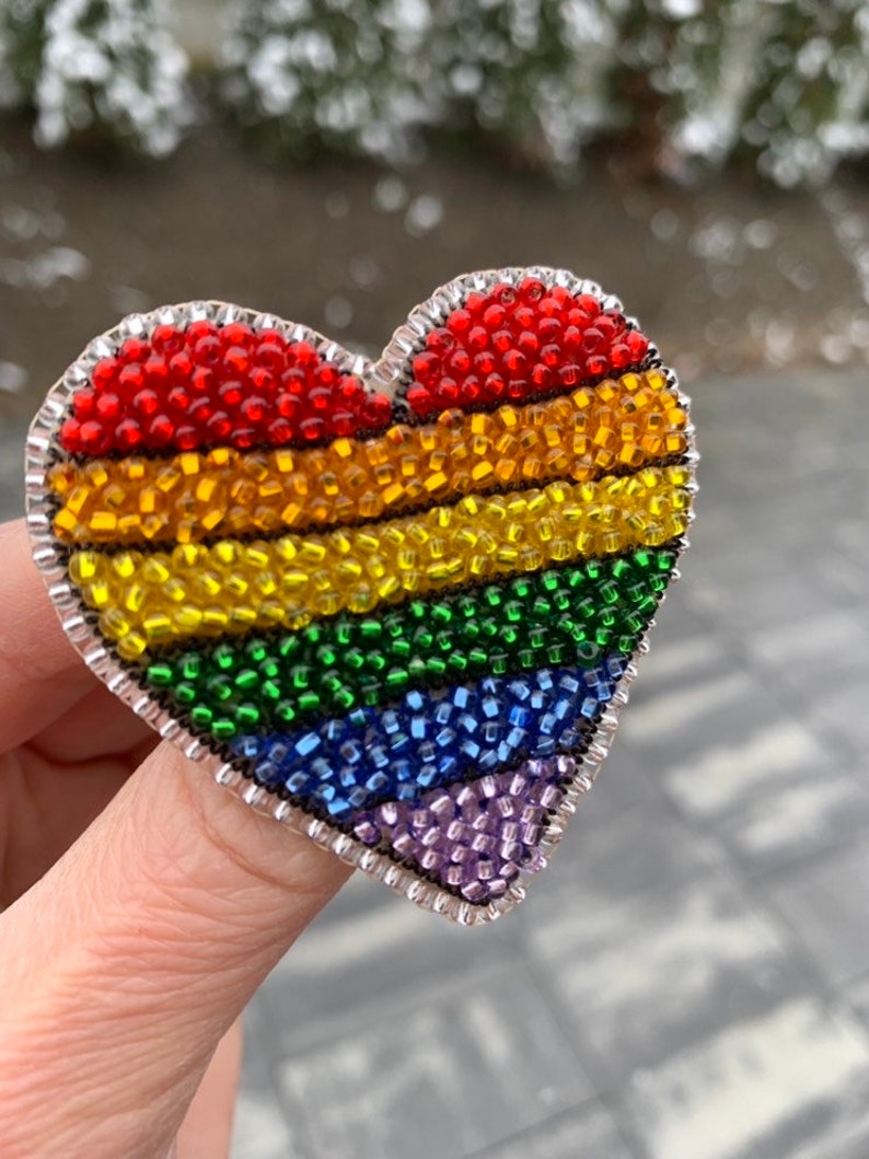 LGBTQ Pins Rainbow Flag Heart Pins Rainbow Heart Shaped Pins - Etsy