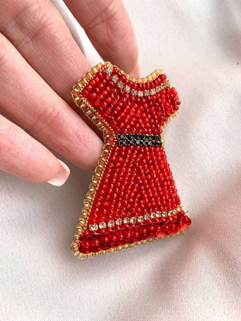 Red Dress Day Embroidered Beaded Brooch Mmiwg Red Dress Missing