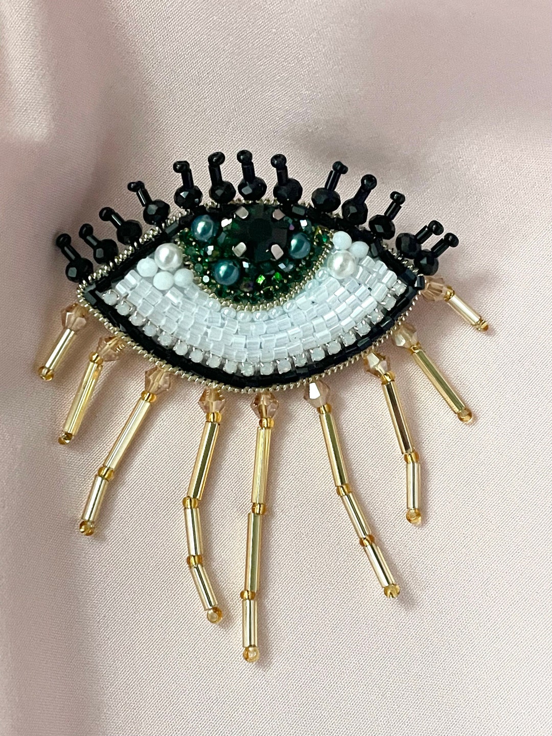 Evil Eye Brooch, Beaded Brooch, Dark Academia Jewelry, Evil Eye Pin ...