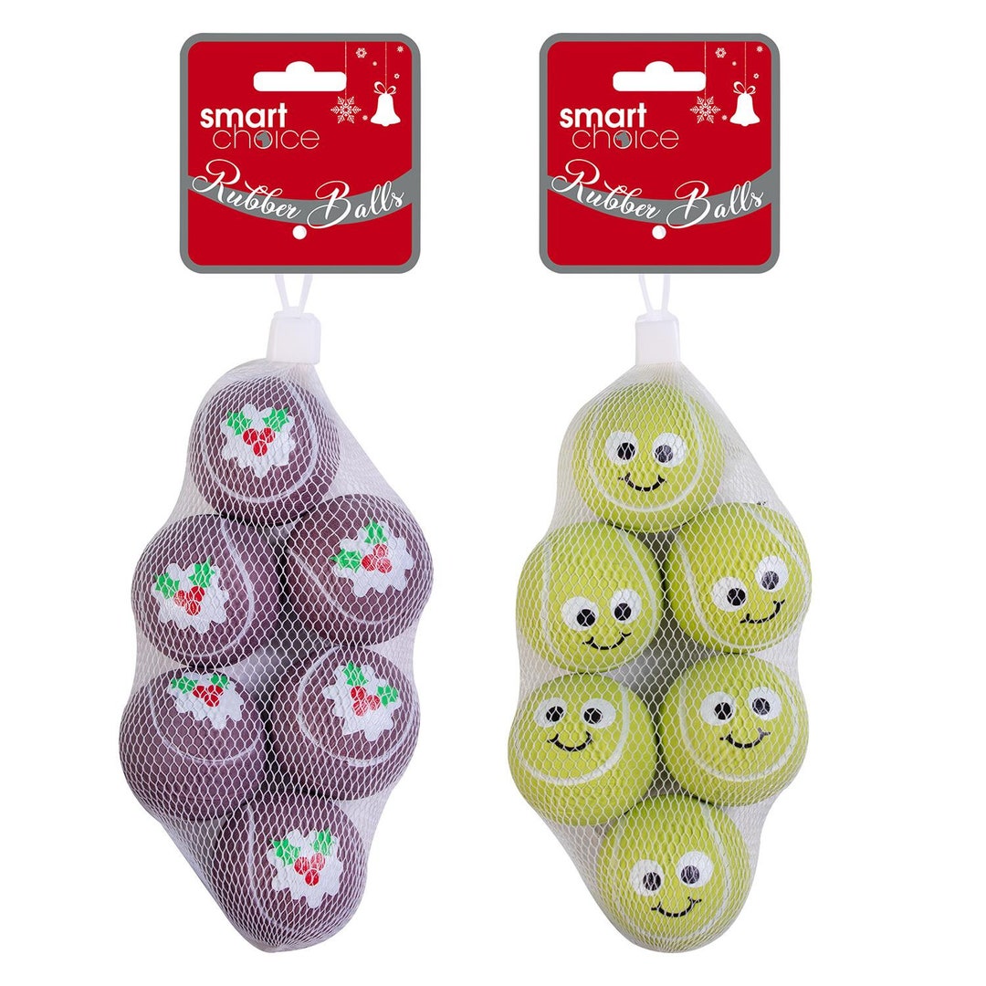 Pack of 6 or 12, Christmas Themed Mini Rubber Tennis Balls Xmas Gift ...