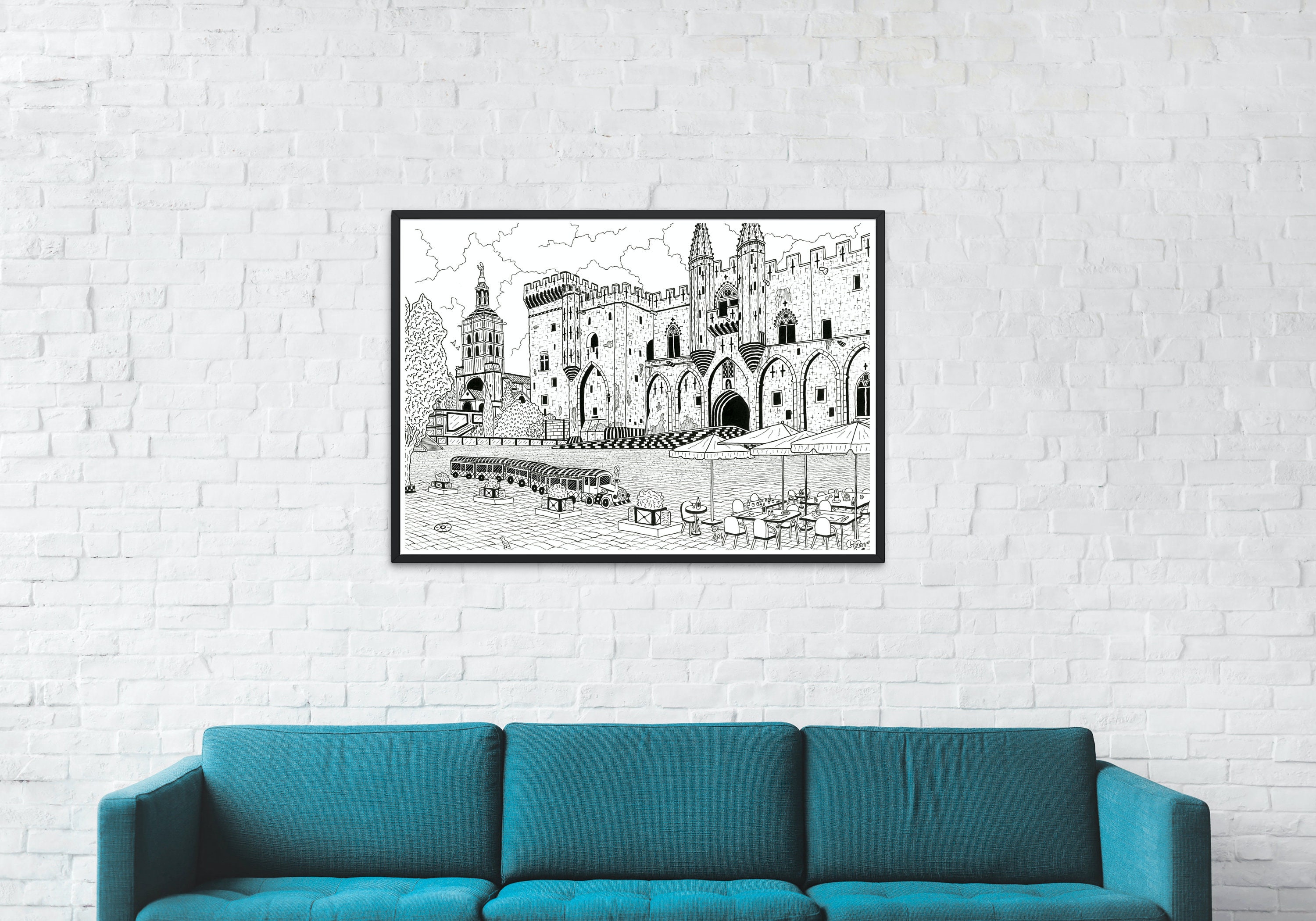 Palais Des Papes A4/A3 Poster Original Black and White - Etsy