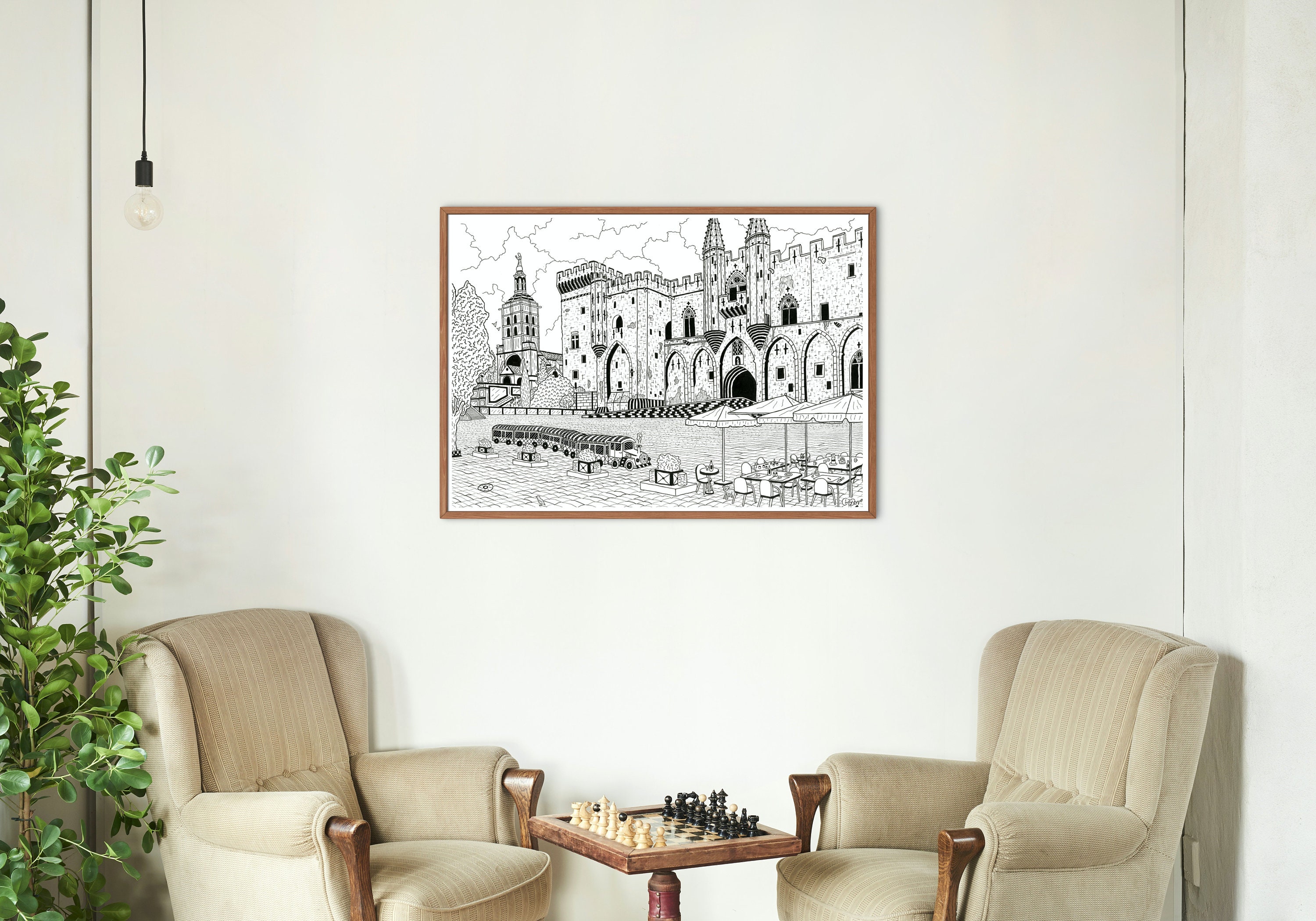 Palais Des Papes A4/A3 Poster Original Black and White - Etsy