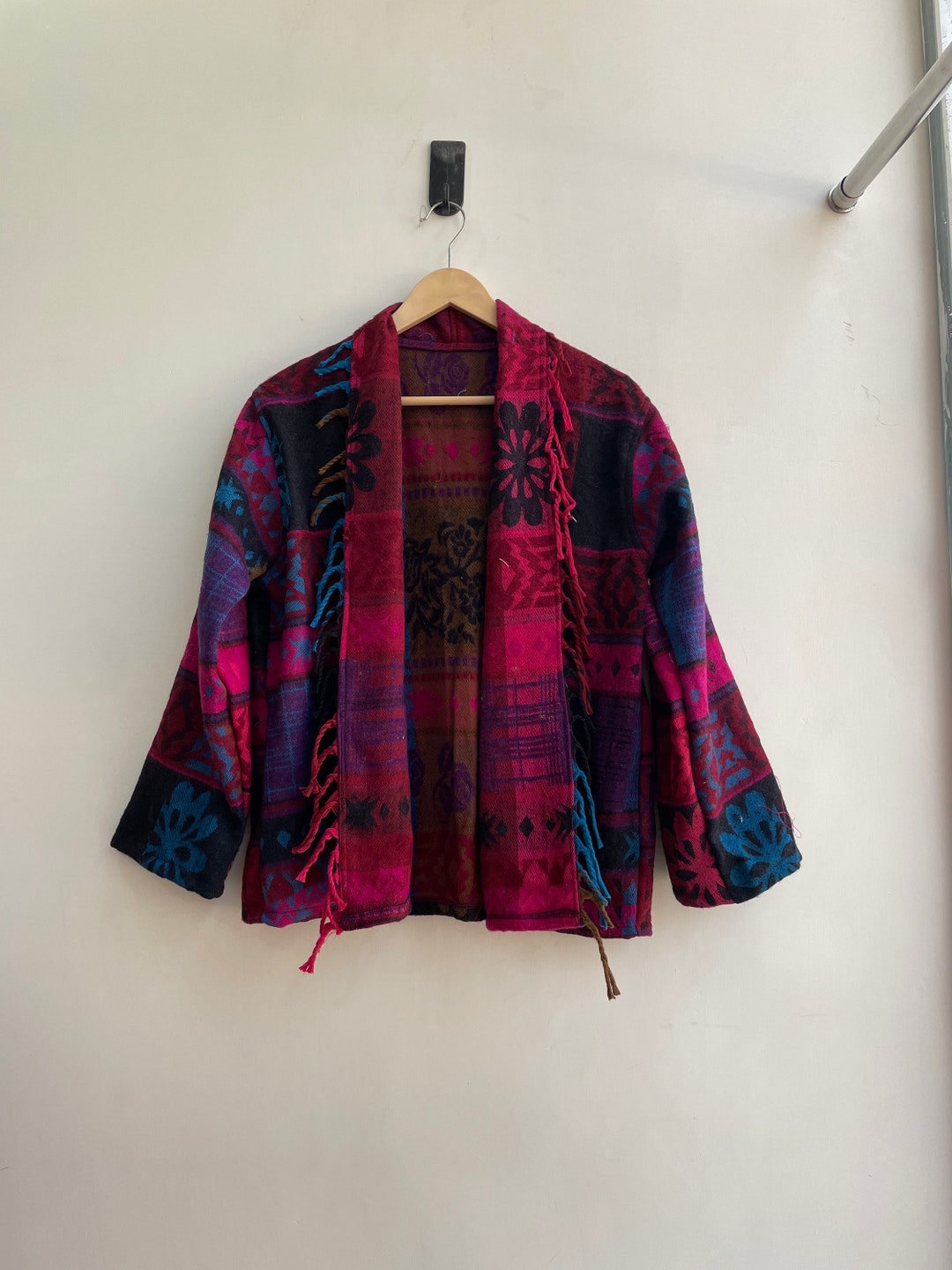 New Collar Style Multicoloured Yak Wool Blend Unisex Jacket - Etsy