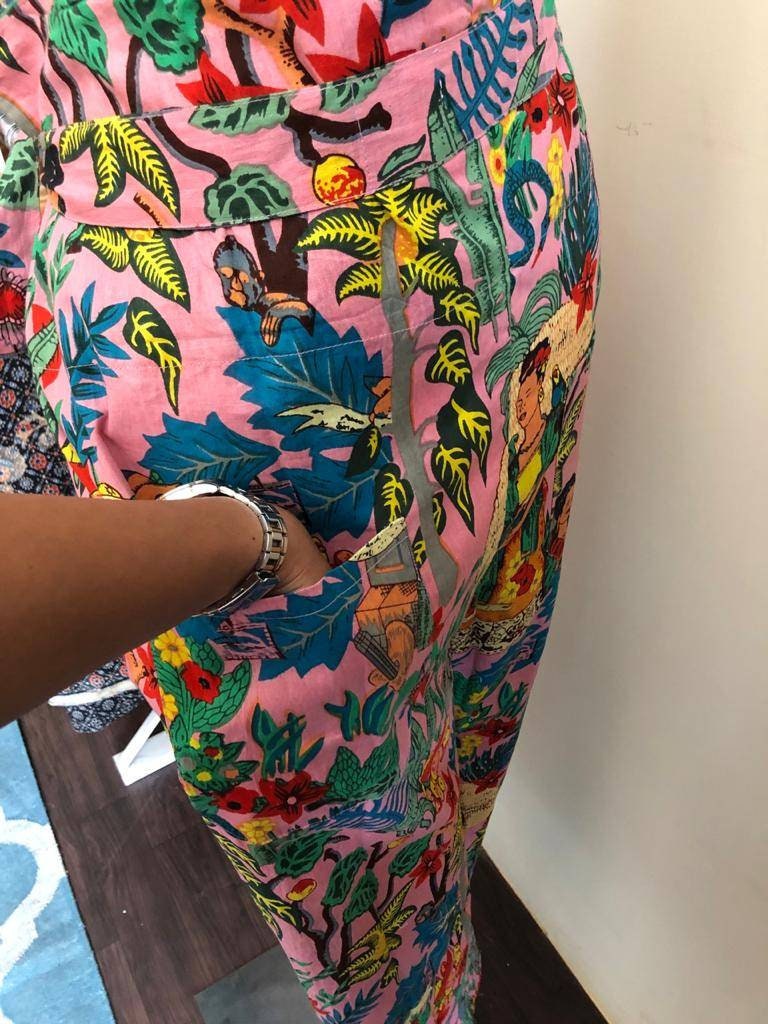Women Cotton pants in Frida khalo print high waist pants with | Etsy