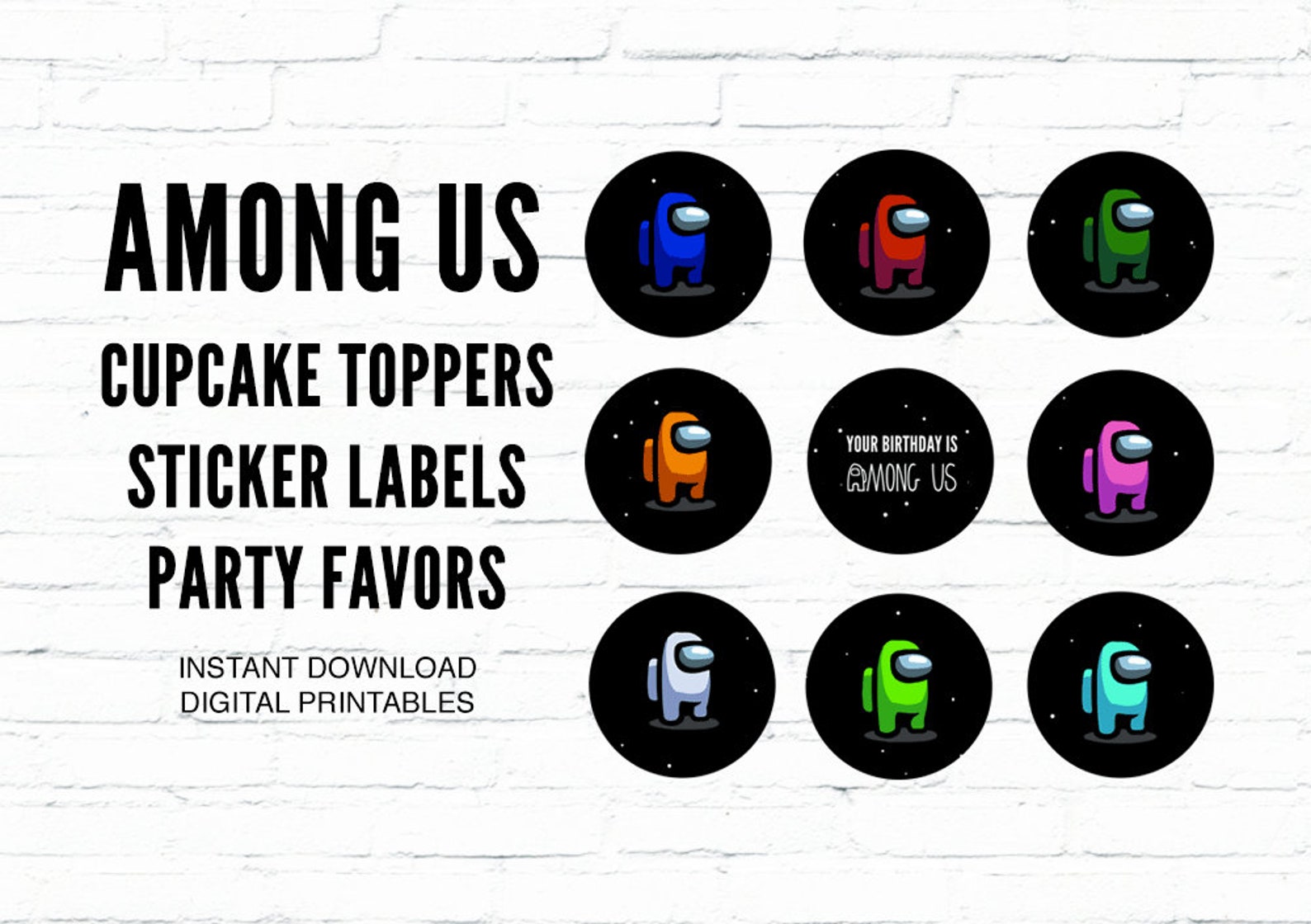 Instant Download Among Us Theme Birthday Party Labels | Etsy