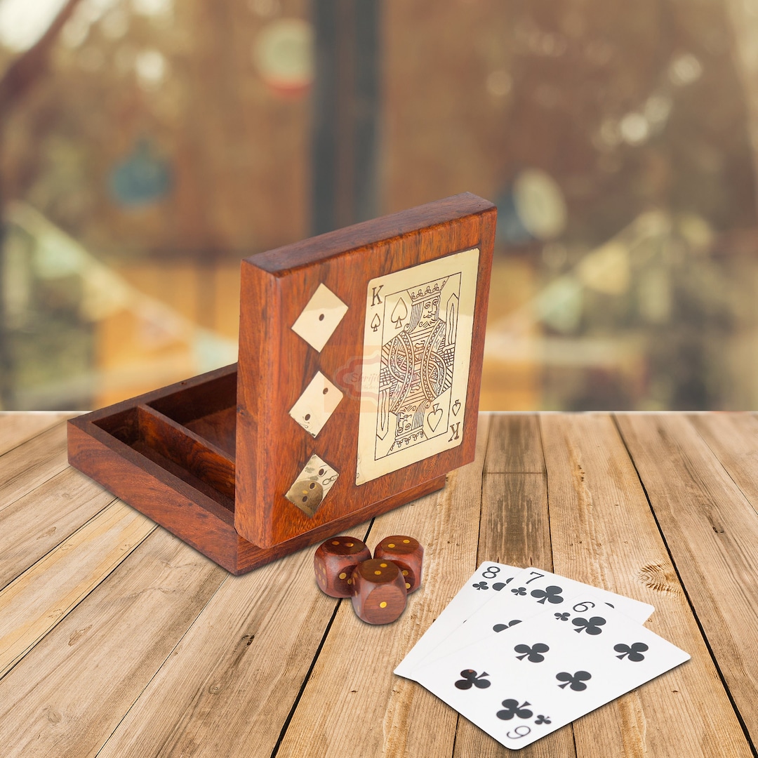 Shriji Crafts Handmade Wooden Storage Box for Playing Cards and Set of ... Shriji Crafts Handmade Wooden Storage Box for Playing Cards and Set of ...