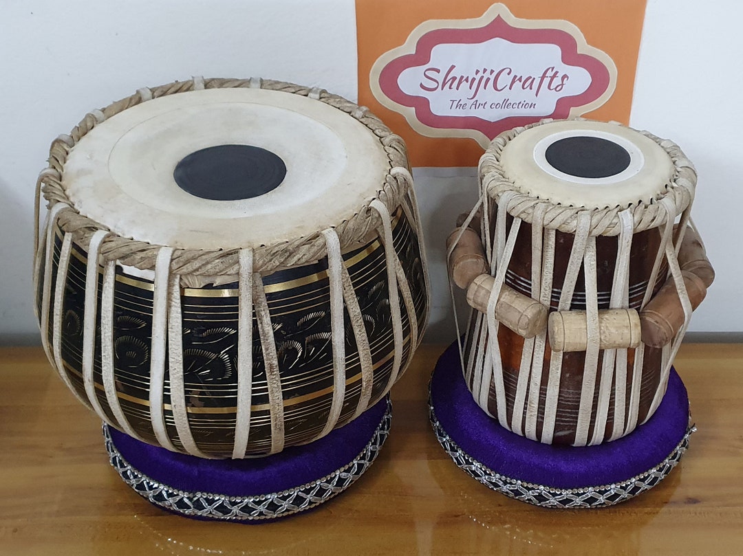 Shriji Indian Tabla Set Embroidery Brass Bayan & Sheesham Dayan Tabla ...