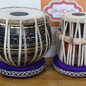 Shriji Indian Tabla Set Embroidery Brass Bayan & Sheesham Dayan Tabla ...